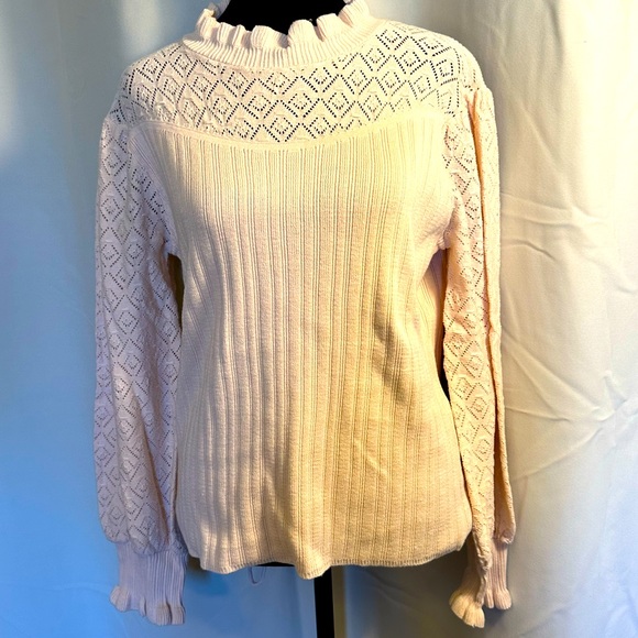 Simplee Apparel | Sweaters | Nwt Simplee Ruffle Neck Crochet Sweater ...